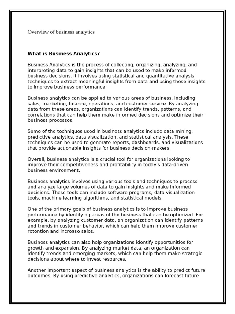 Understanding Business Analytics Benefits | PDF | Analytics ...