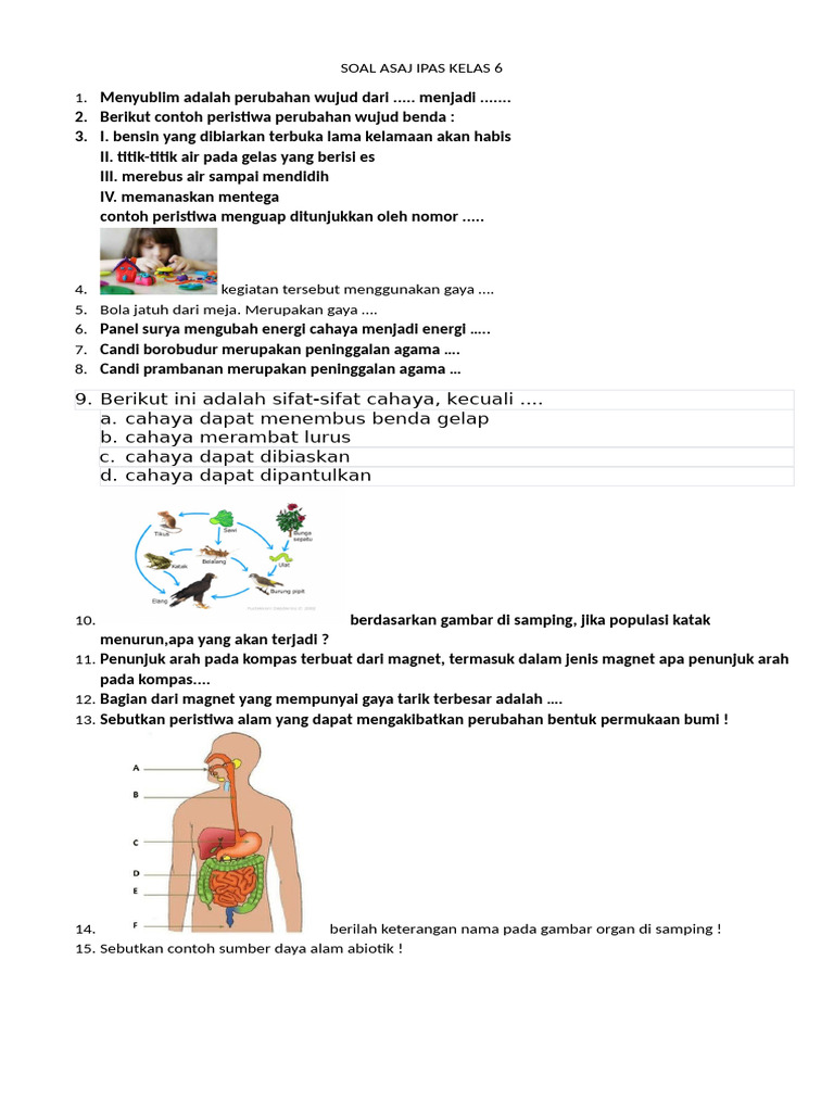 Soal IPAS Kelas 6: Perubahan Wujud dan Energi | PDF