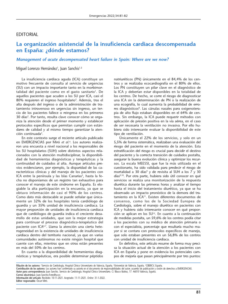 Atención a la Insuficiencia Cardíaca en España | PDF | Hospital ...