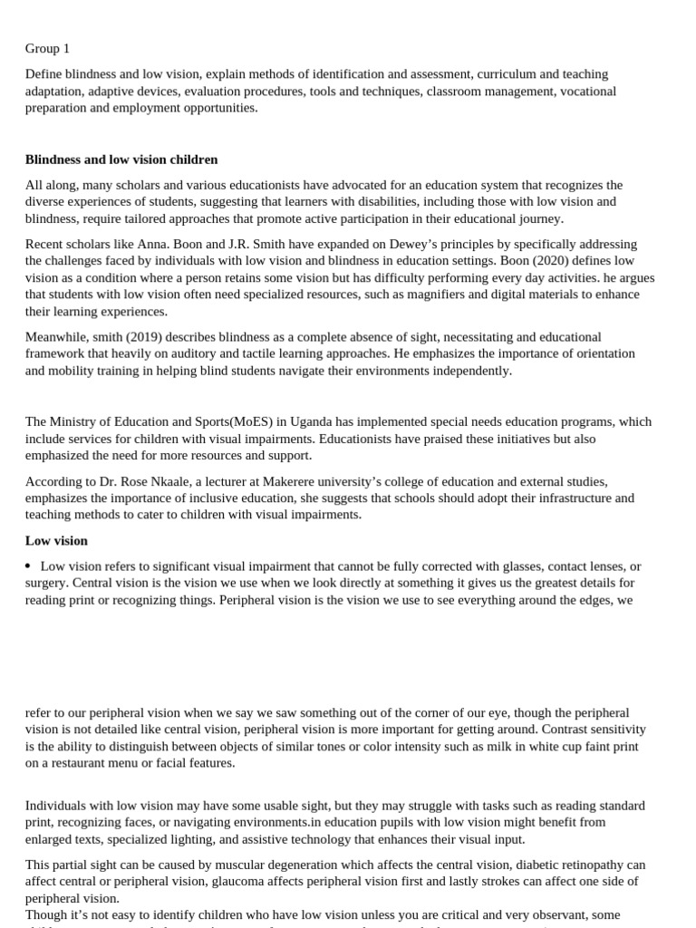 Educational Psychology Course Work II (Autosaved) Final | PDF | Visual Impairment | Educational ...