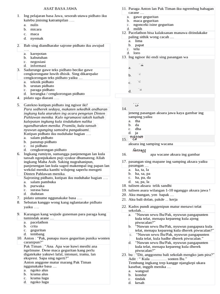 ASAT BASA JAWA | PDF