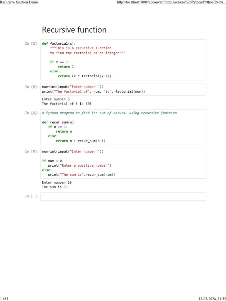 Recursive Function Demo | PDF