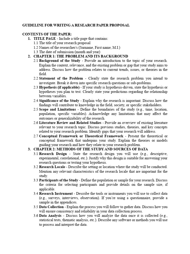 Guideline for Writing a Research Paper Proposal | PDF | Hypothesis | Data