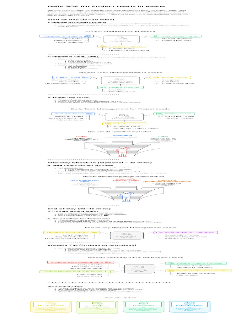 Daily SOP For Project Leads in Asana | PDF