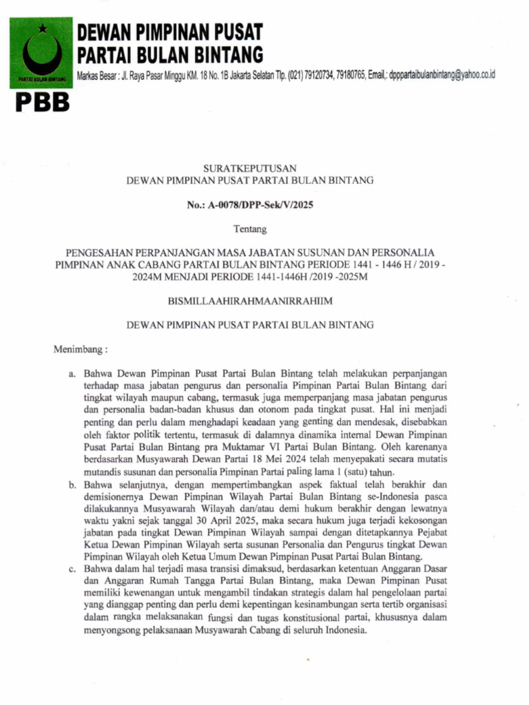 PBB - Surat Keputusan-Pac | PDF