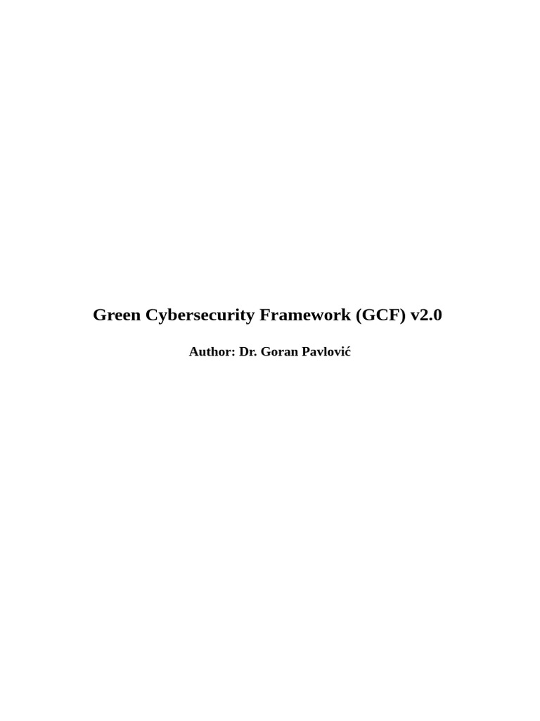 Green Cybersecurity Framework | PDF | Computer Security | Security