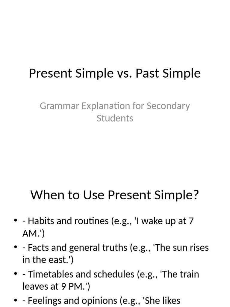 Present vs. Past Simple Grammar Guide | PDF