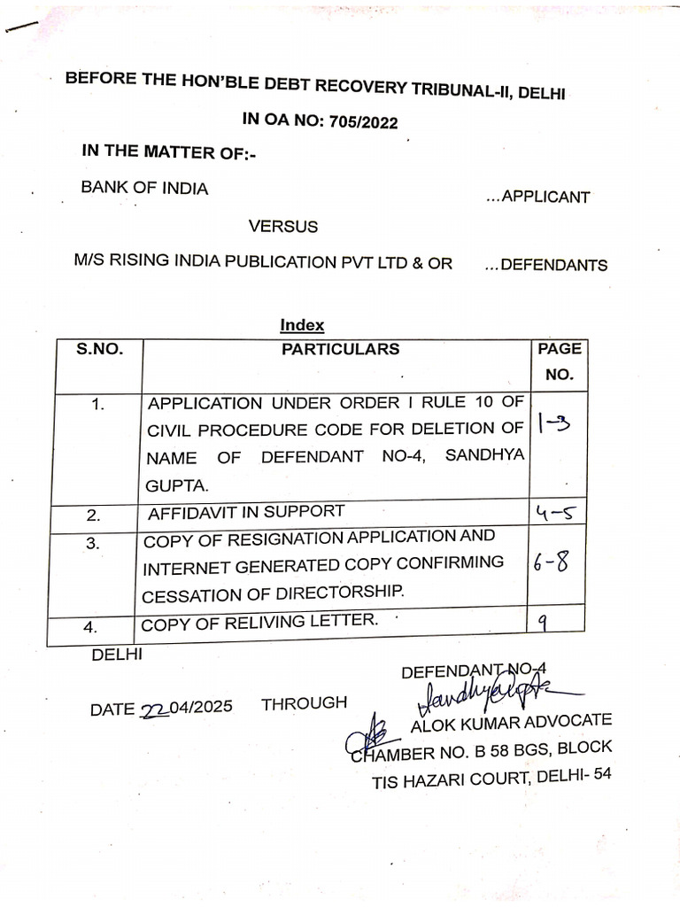 Application Order I Rule 10 Def No-4 | PDF