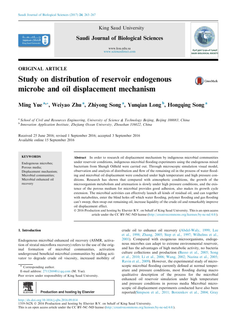 Study On Distribution of Reservoir Endogenous Mic - 2017 - Saudi ...