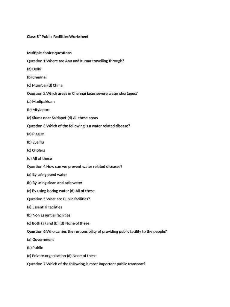 Class 8, Civics, Worksheet | PDF