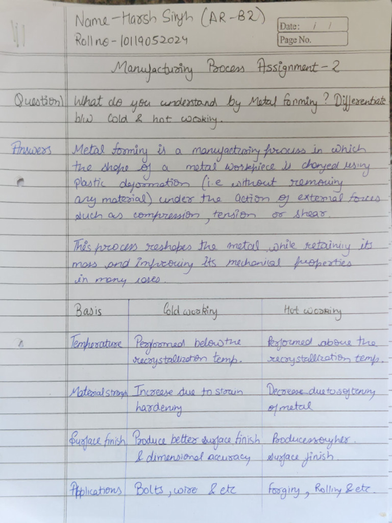 Manufacturing assignment -2(Harsh Singh) | PDF