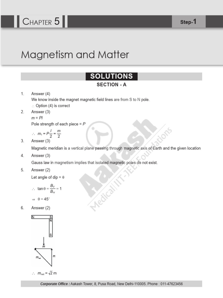 CLS ENG 24 25 XII Phy Target 3 Level 1 Chapter 5 | PDF | Magnetism | Magnetization