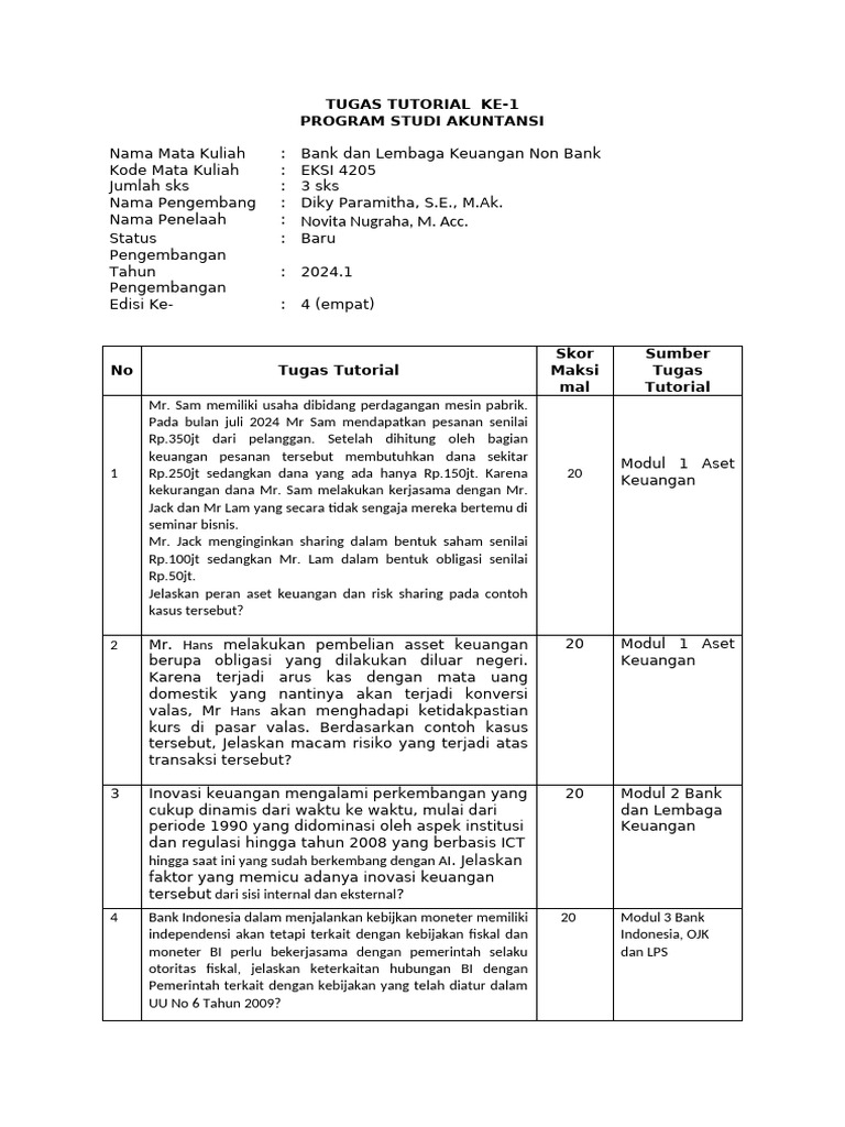 Patricia Asteria Dini-Tugas-1-Bank-Dan-Lembaga-Keuangan-Non-Bank | PDF