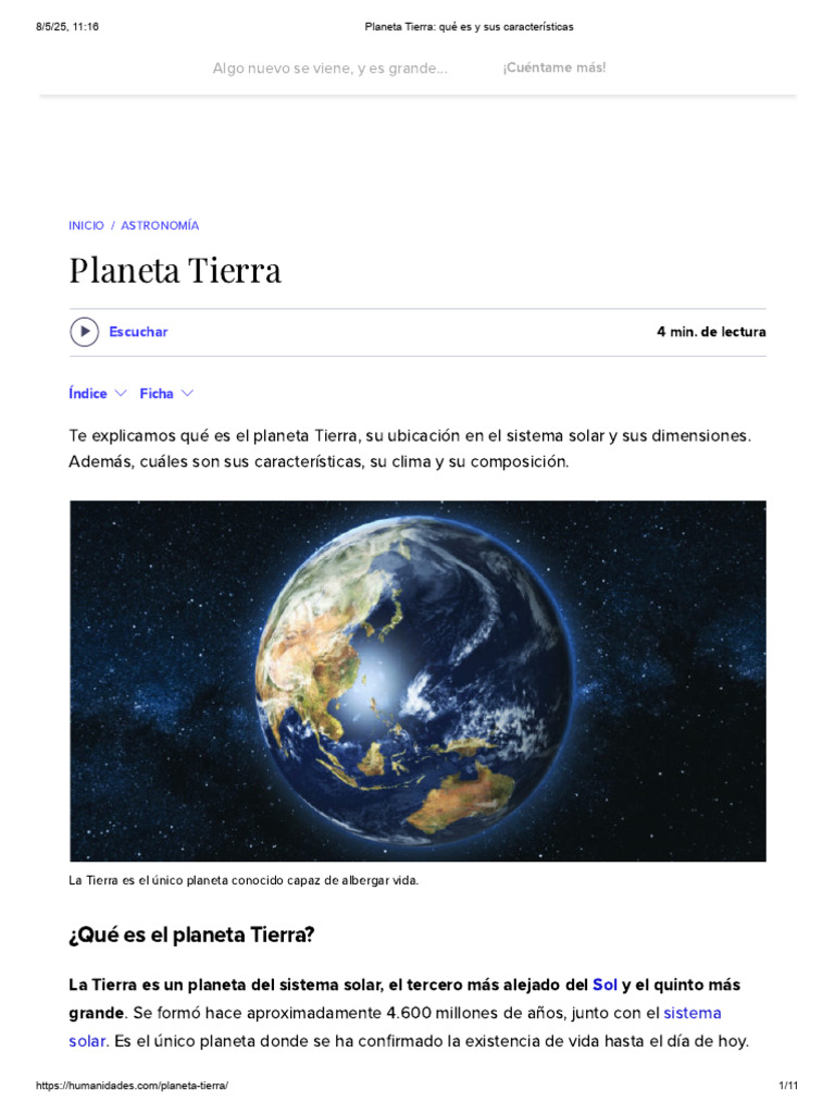Planeta Tierra_ qué es y sus características | PDF | Tierra | Atmósfera