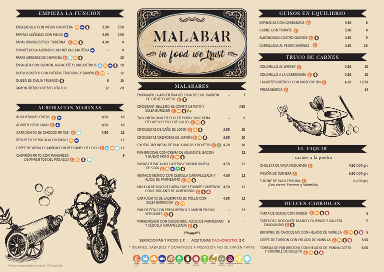 Carta Malabar | PDF | Alimentos | Cocina