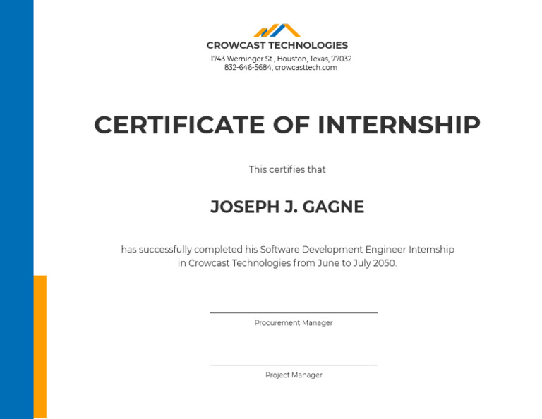 Software Internship Certificate Template | PDF