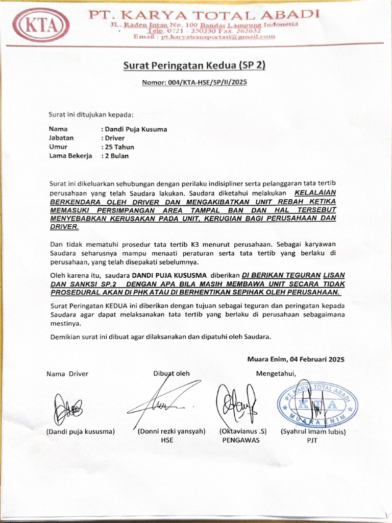 Surat SP 2 Dandi Puja Kusuma | PDF