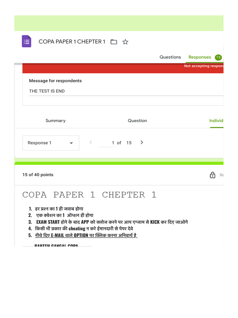 COPA PAPER 1 CHEPTER 1 - Google Forms | PDF