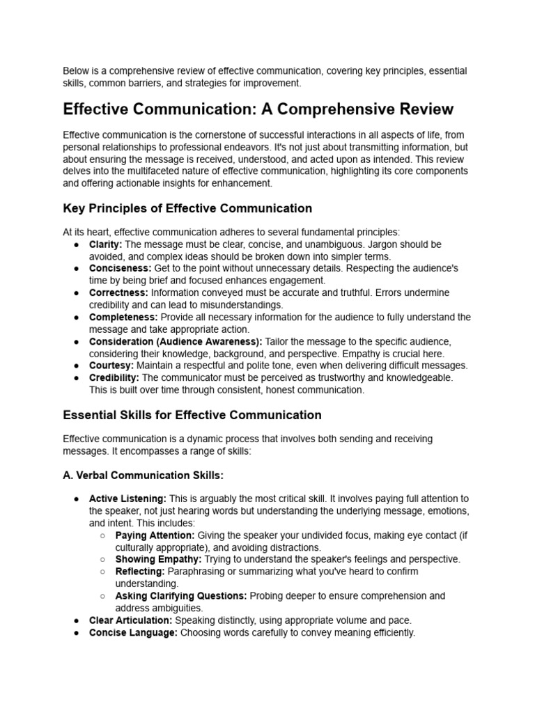 Effective Communication Principles Review | PDF | Communication ...