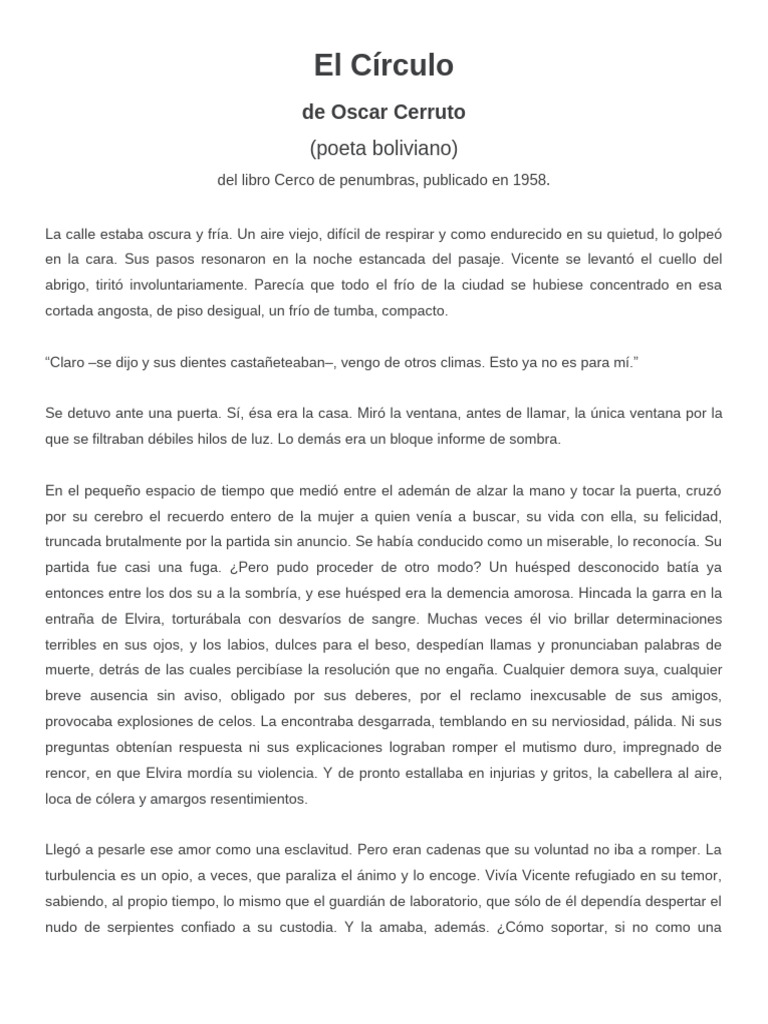 El Circulo Oscar Cerruto | PDF