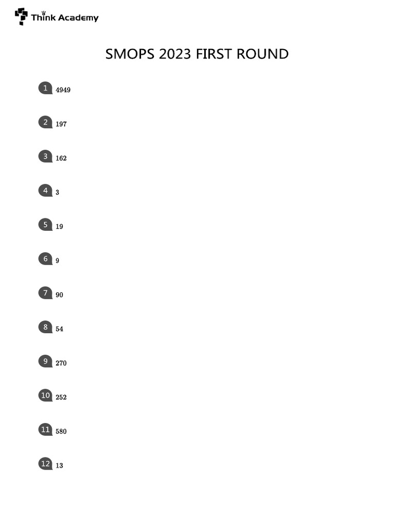 SMOPS 2023 FIRST ROUND Ans Key | PDF