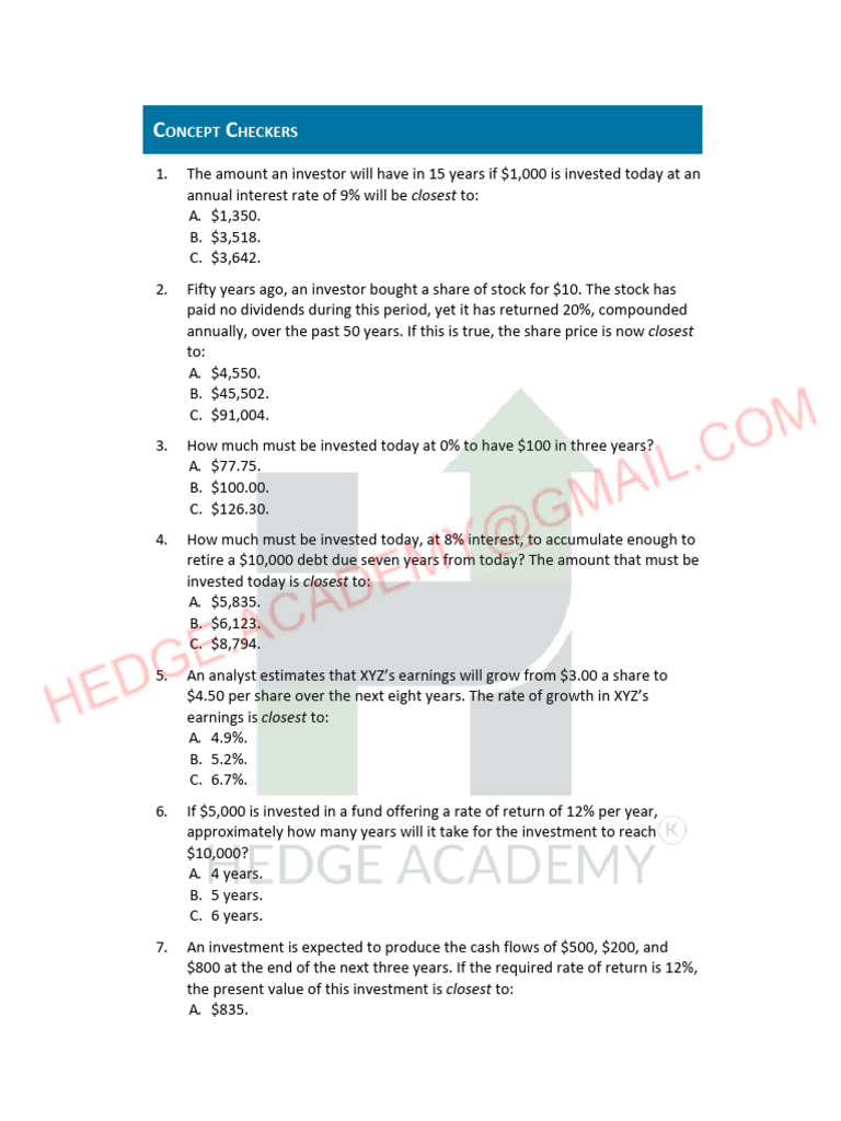 Time Value of Money - EXERCISE | PDF | Present Value | Interest