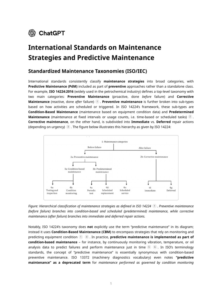 International Standards On Maintenance Strategies and Predictive ...