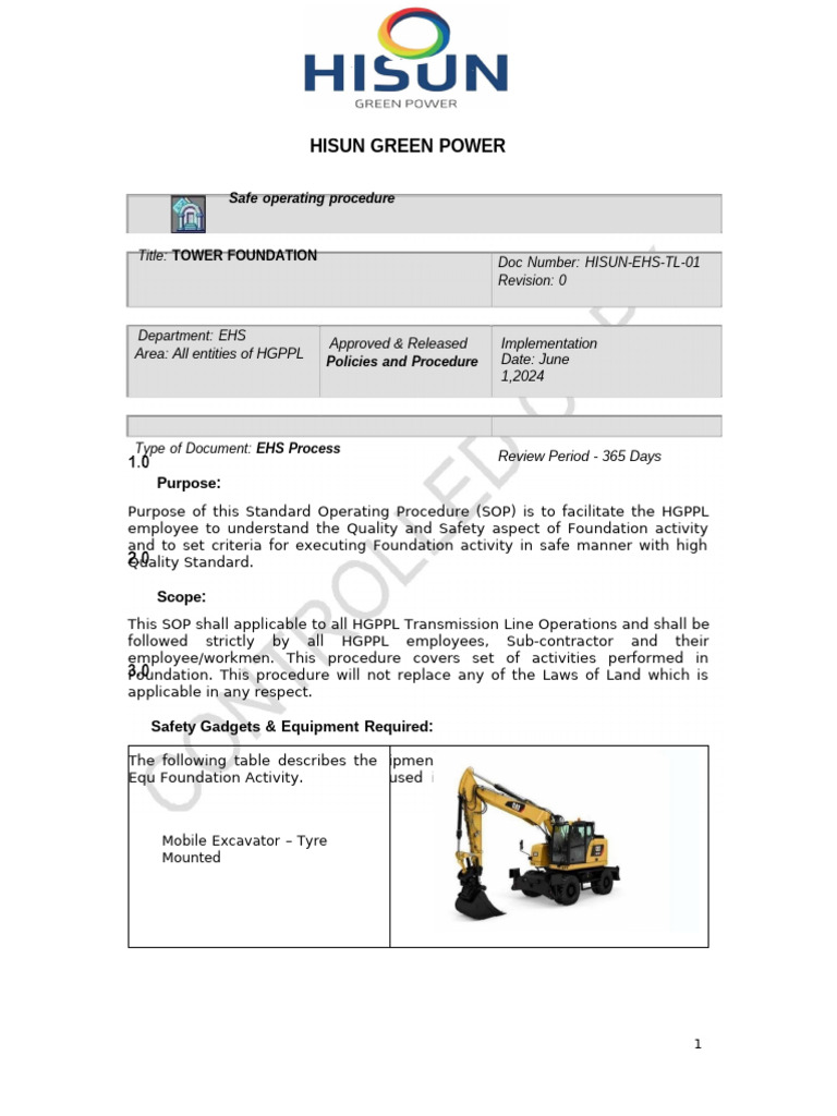Tower Foundation SOP Hisun | PDF | Concrete
