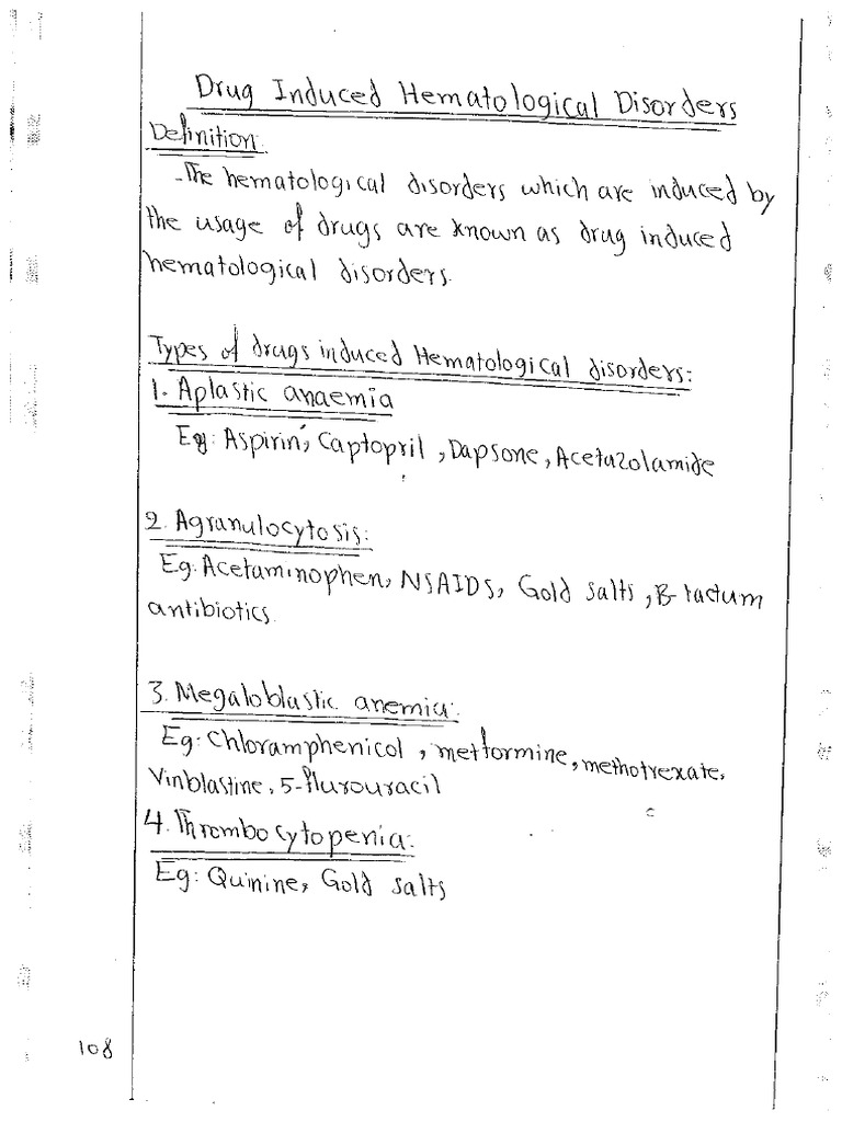 Drug Induced Hematological Disorder | PDF