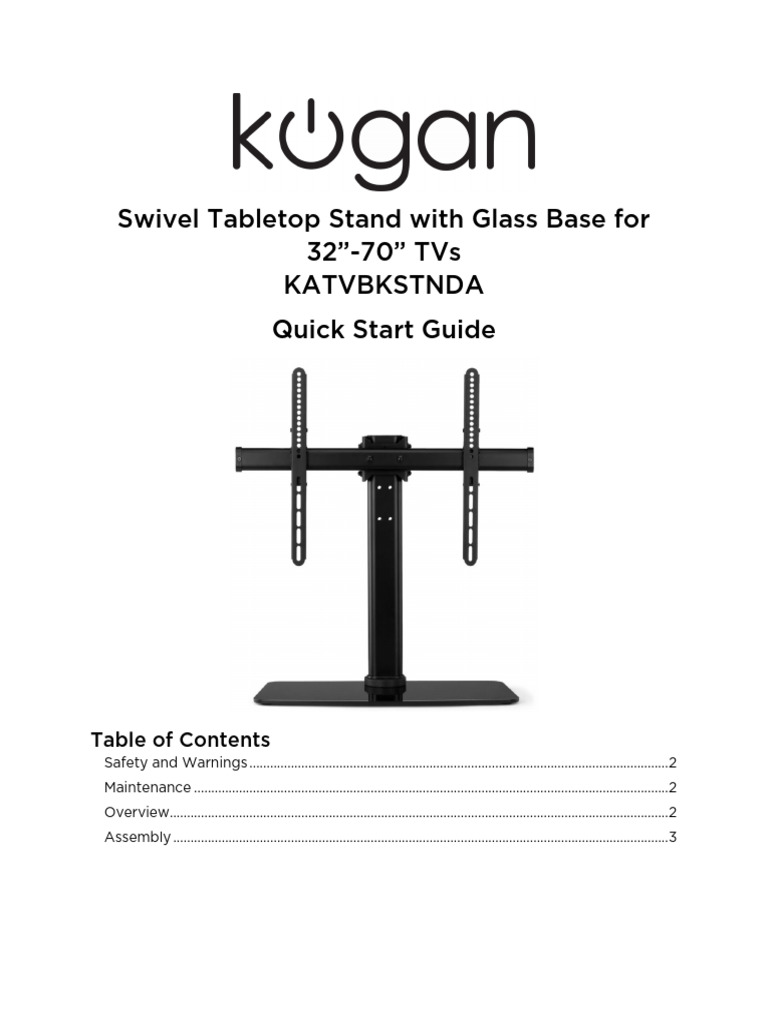 KATVBKSTNDA - Kogan Swivel Tabletop Stand With Glass Base For 32-70 TVs ...
