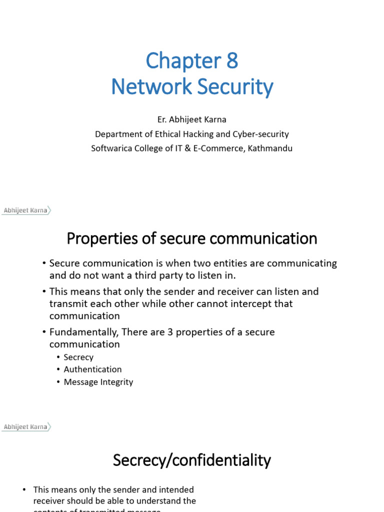 Chapter 7 Network Security | PDF | Public Key Cryptography | Key (Cryptography)