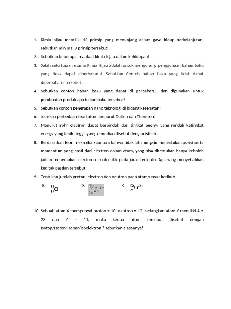 SOAL PAS Kimia Kelas X Semester Ganjil 2023-2024 | PDF