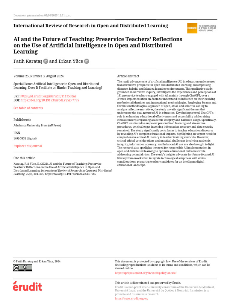 AI and The Future of Teaching Preservice Teachers' Reflections | PDF | Artificial Intelligence ...