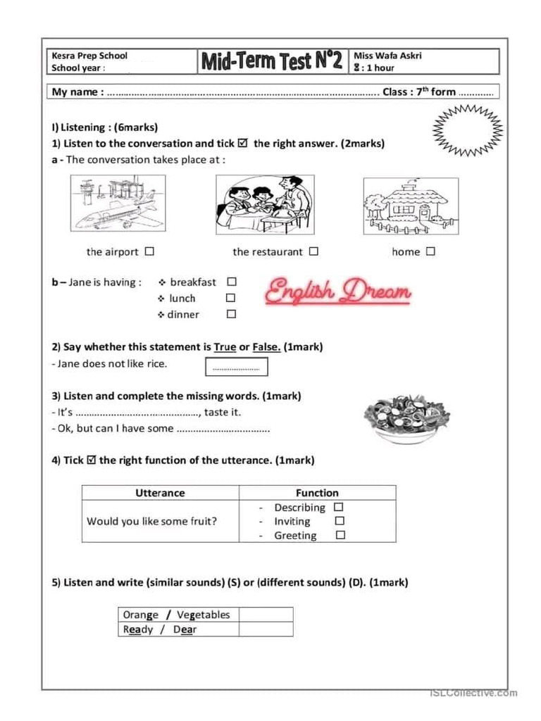 exm anglais 7ième | PDF