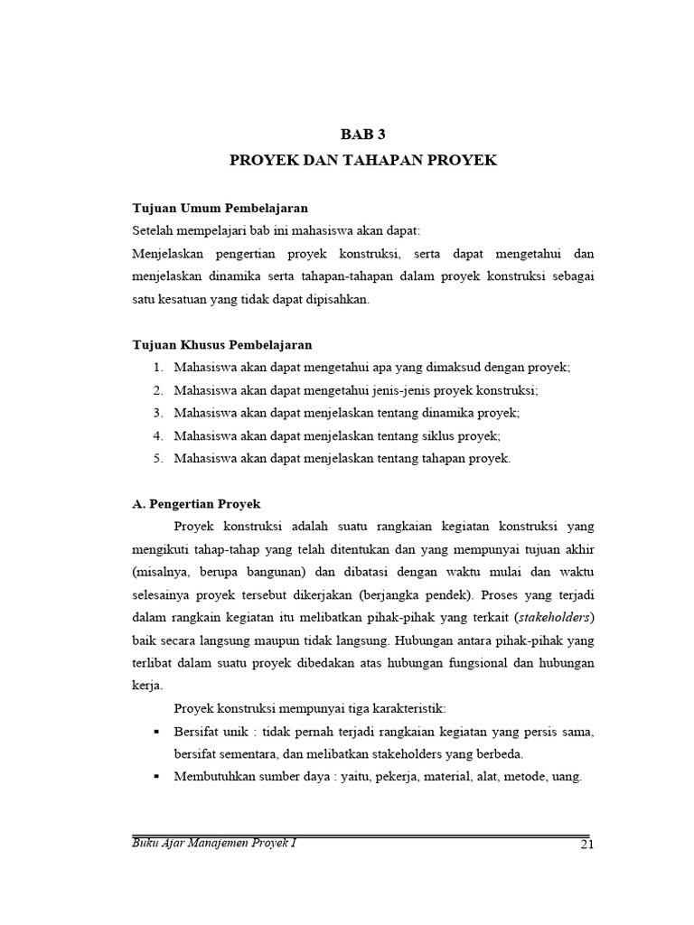 Bab 3 - Proyek Dan Tahapan Proyek - 1 | PDF