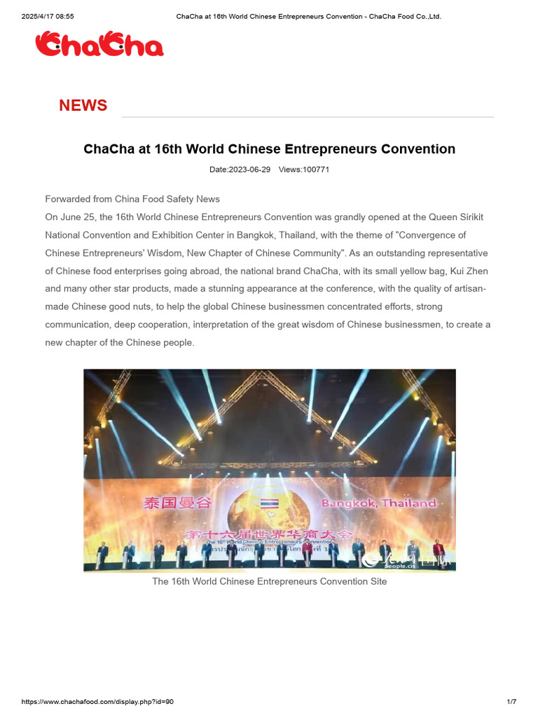 ChaCha's Global Impact at Entrepreneurs Convention | PDF | Thailand | China