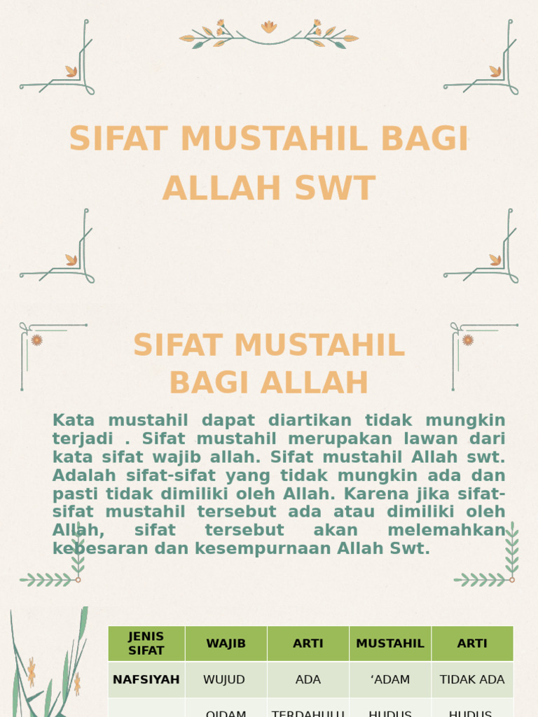 Sifat Mustahil bagi Allah SWT | PDF