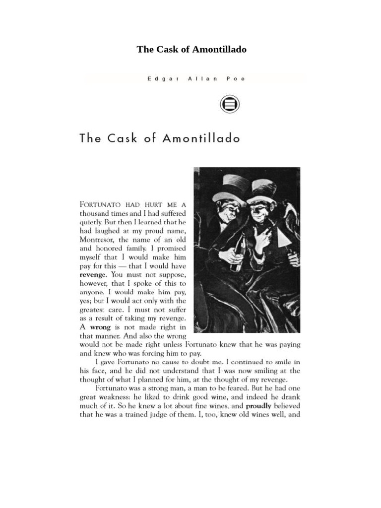 SHORT STORY - The Cask of Amontillado (Edgar Allen Poe) | PDF