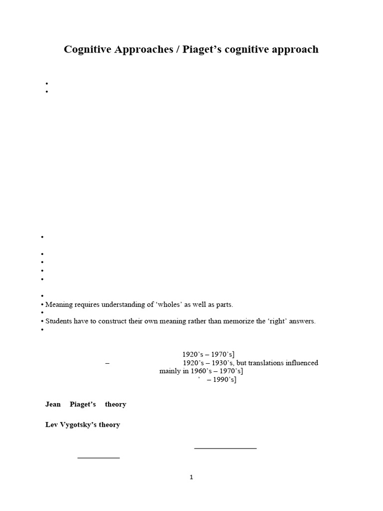 Piagets Cognitive Approach Attention and Perception 2 | PDF ...
