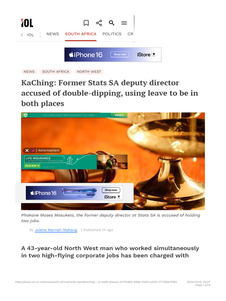 KaChing - Former Stats SA Deputy Director Accused of Double-Dipping ...