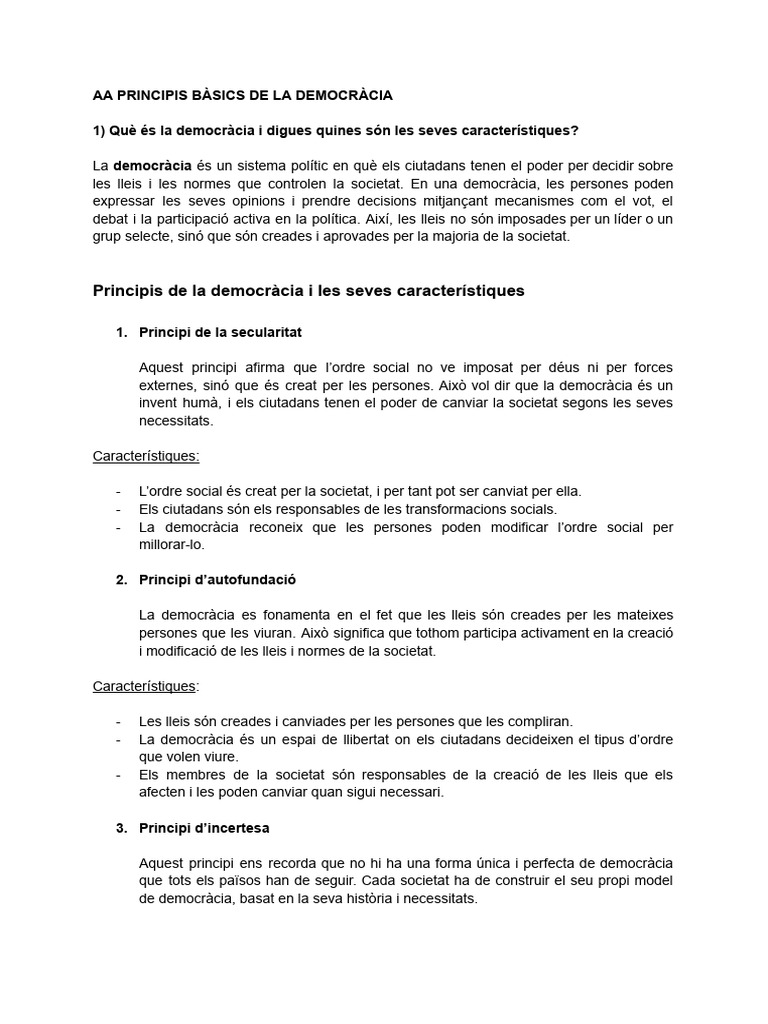 Aa Principis Bàsics de La Democràcia | PDF