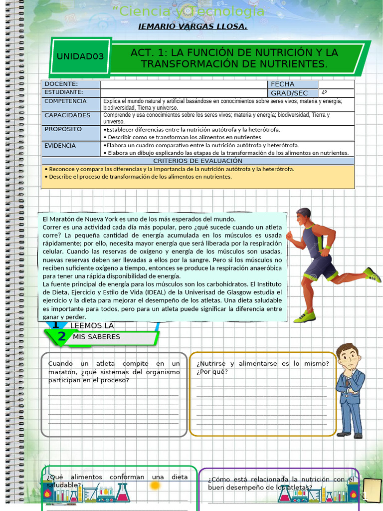 A-4º ACT 1-CYT-UND 3- SEM 1 | PDF | Digestión | Nutrición