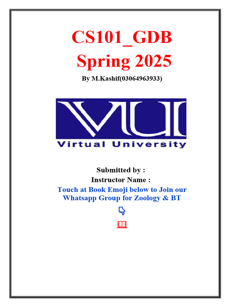 CS101 GDB Spring 2025(10 Version) | PDF | Data Compression | Streaming Media