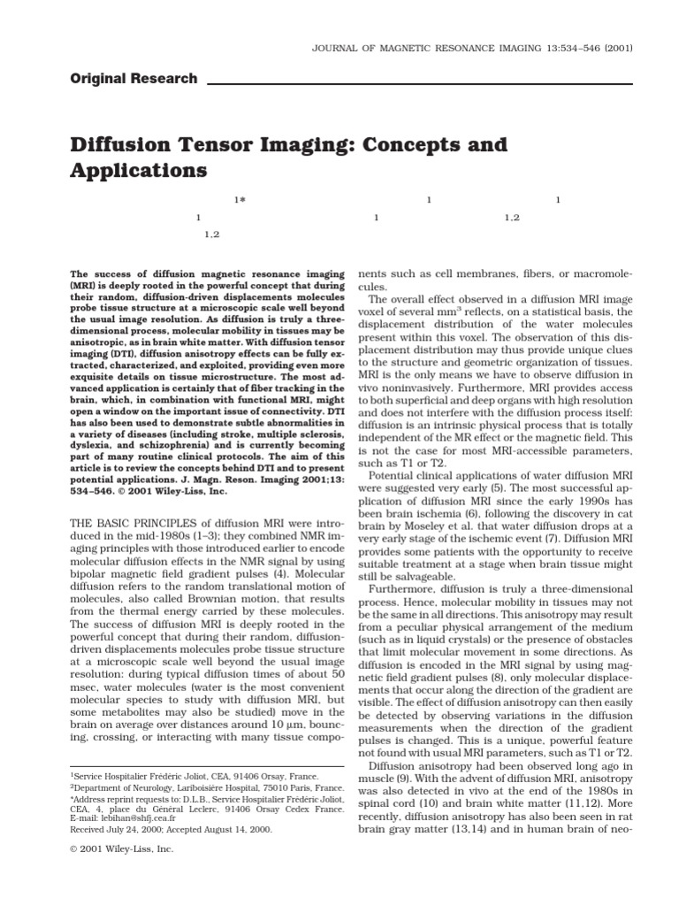 Magnetic Resonance Imaging - 2001 - Le Bihan - Diffusion Tensor Imaging Concepts and ...