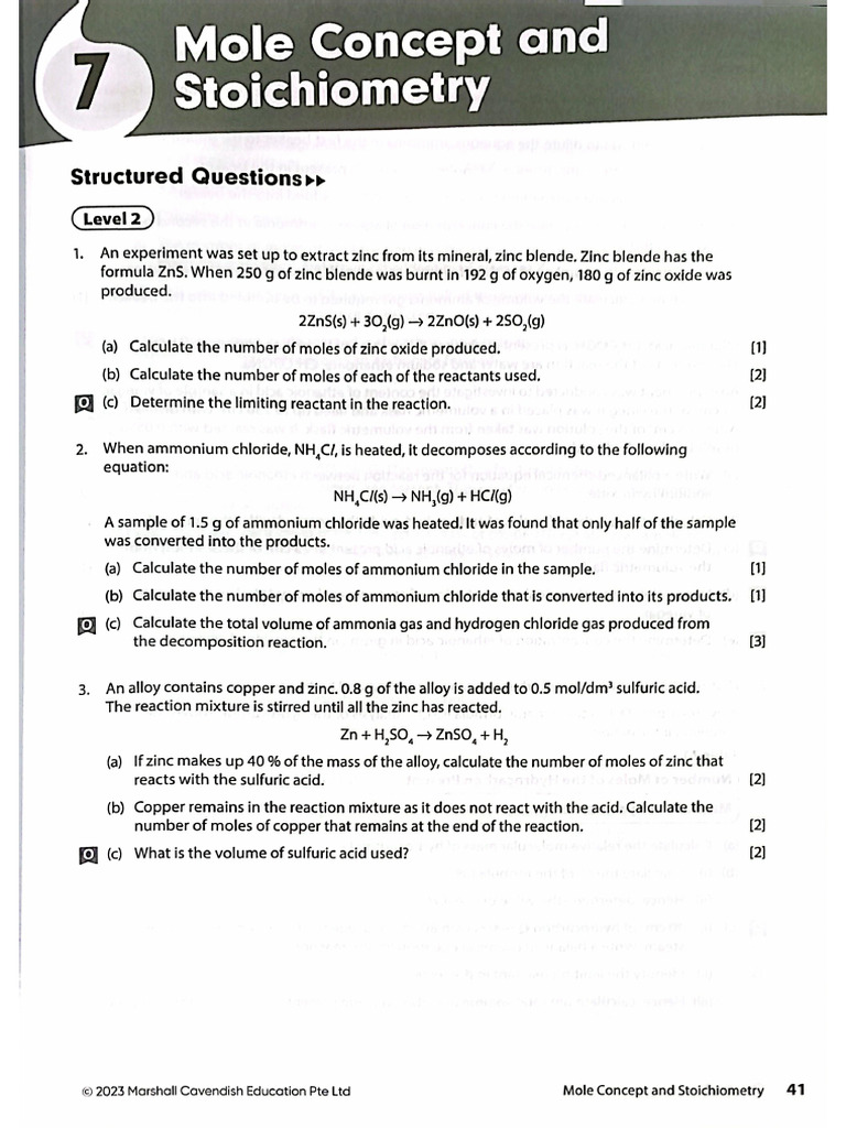 Chapter 7 Revision Mole Concept | PDF