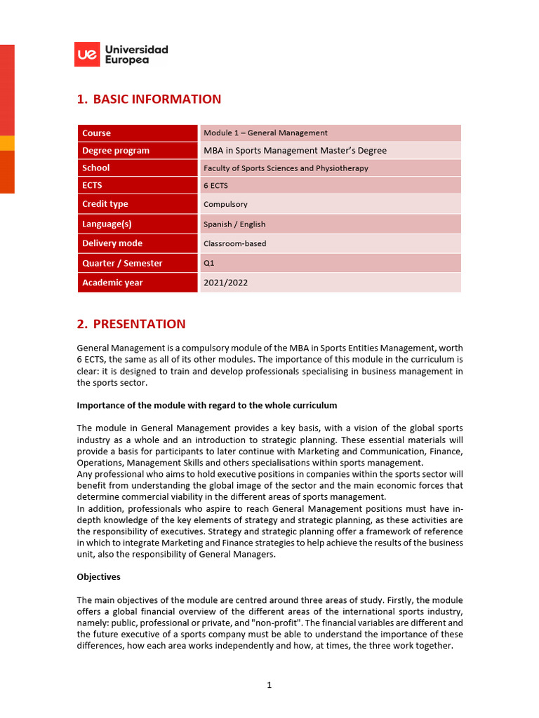 Module 1 - General Management | PDF | Strategic Planning | Methodology