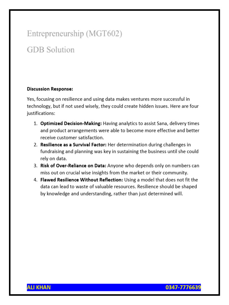 MGT602 GDB Solution 2025 by VU NEXUS Ali Khan | PDF