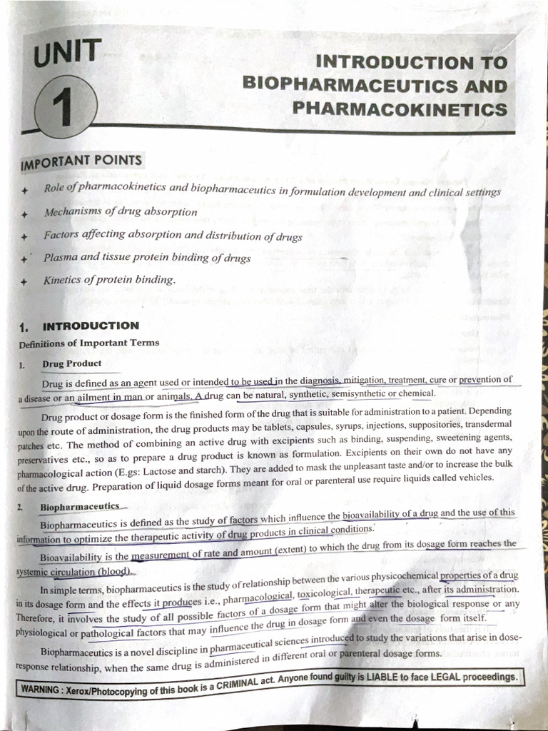 Biopharmaceutics 1unit | PDF