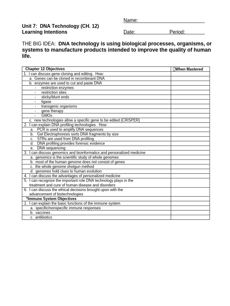 Unit 7 DNA Technology | PDF