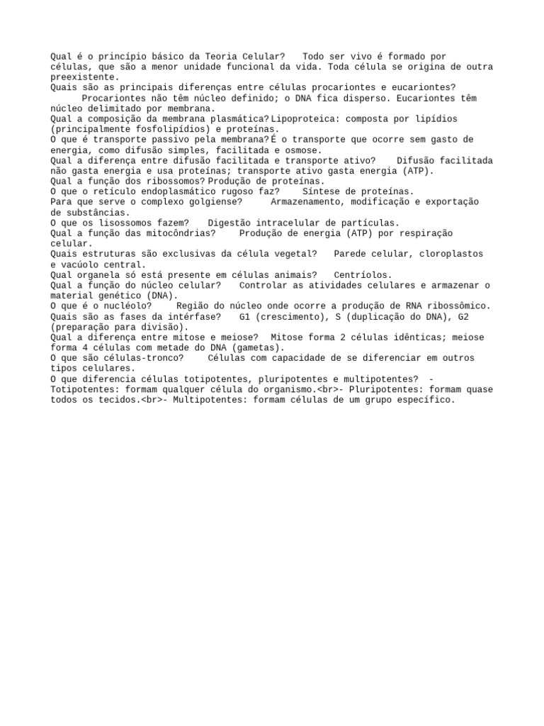 Flashcards Citologia ENEM | PDF